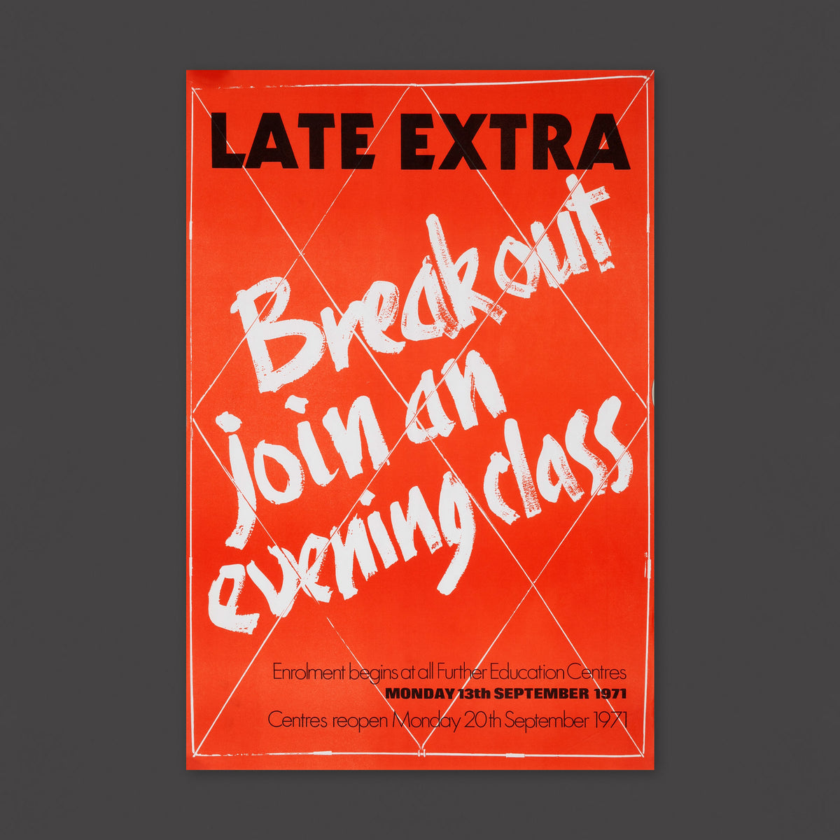 Late Extra: Breakout join an evening class (1971) Enrolment Poster ...