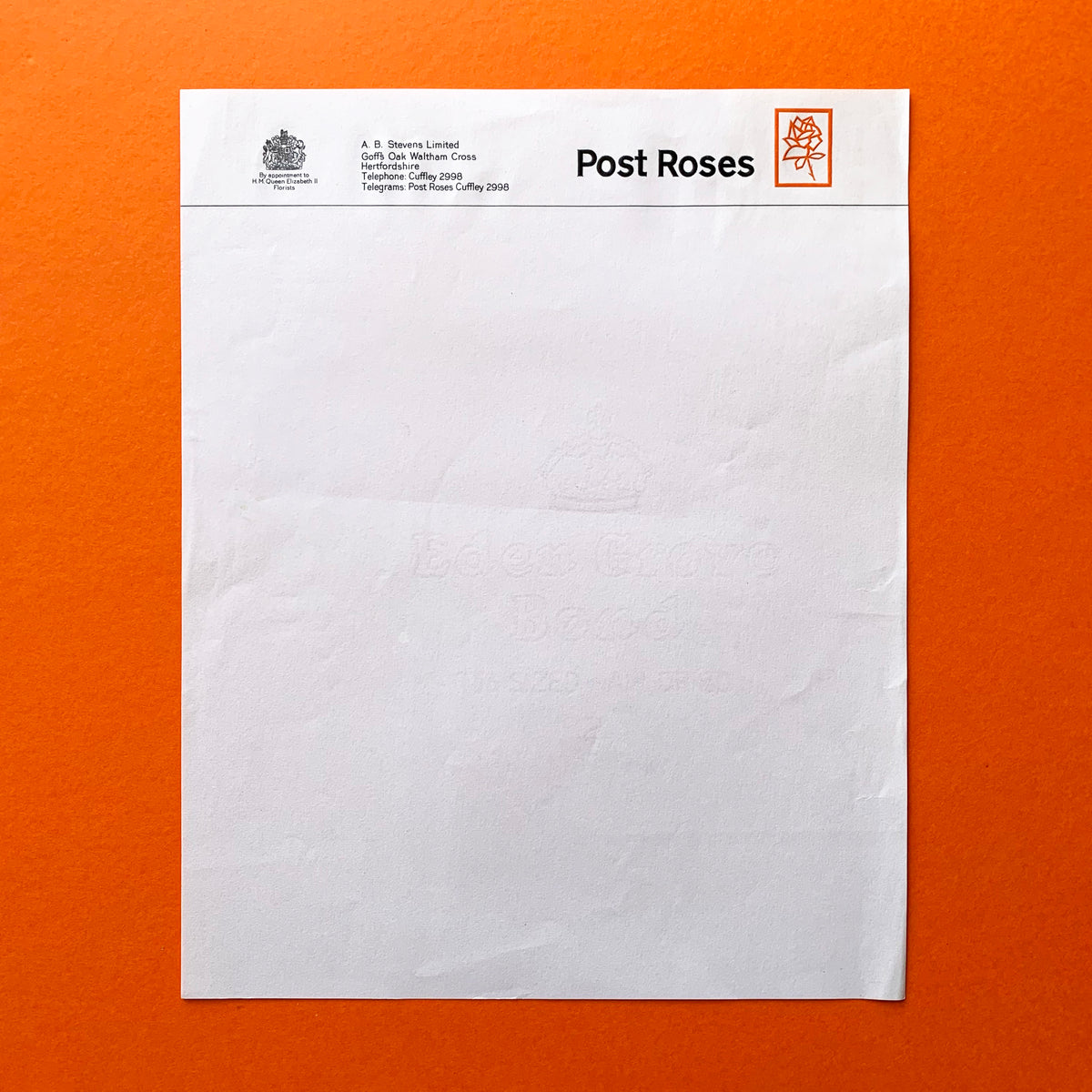 Post Roses (Letterhead) – The Print Arkive