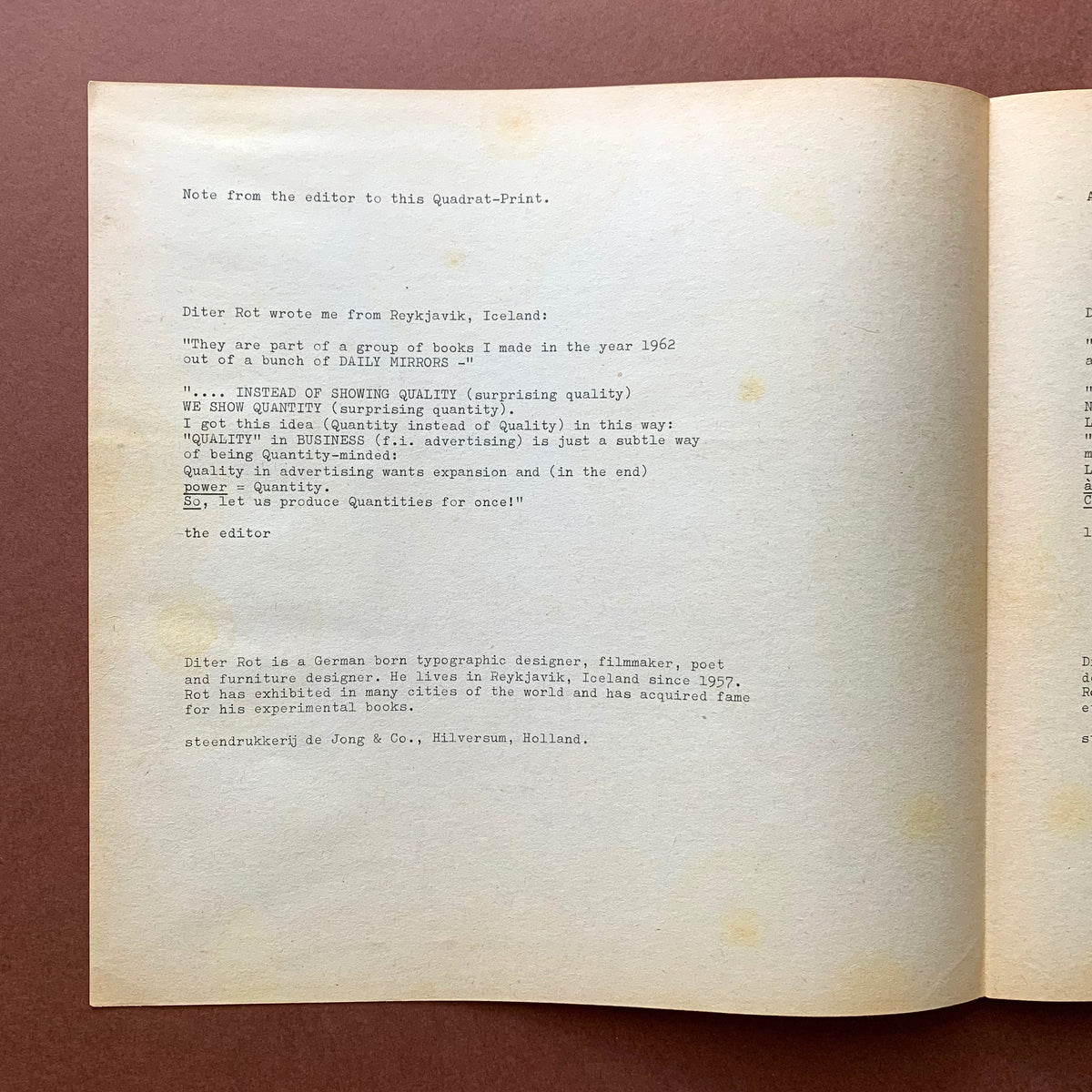 Quadrat-Prints: Daily Mirror (Diter Rot/Dieter Roth) – The Print Arkive