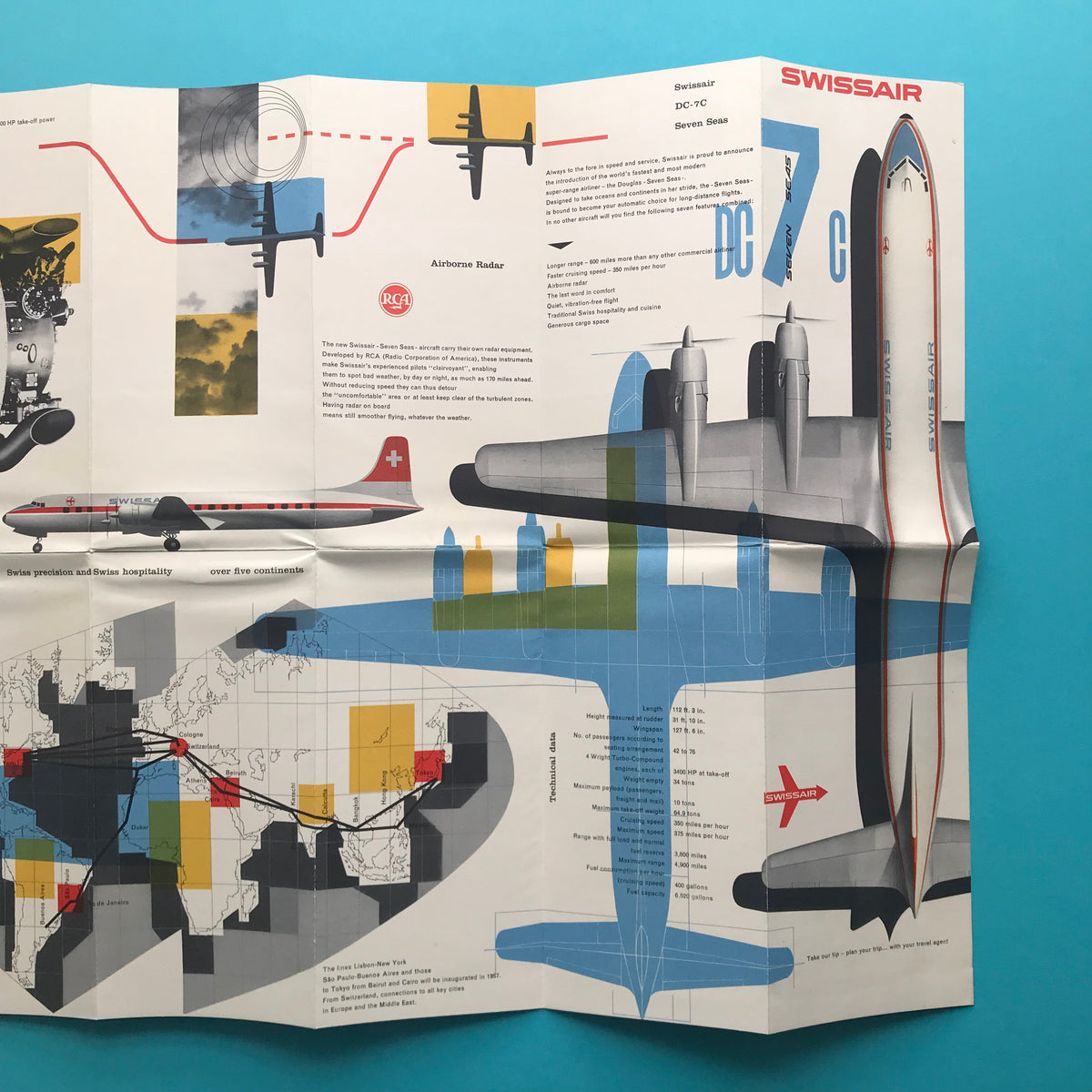 Swissair Douglas DC-7C Leaflet/Poster (Kurt Wirth) – The Print Arkive