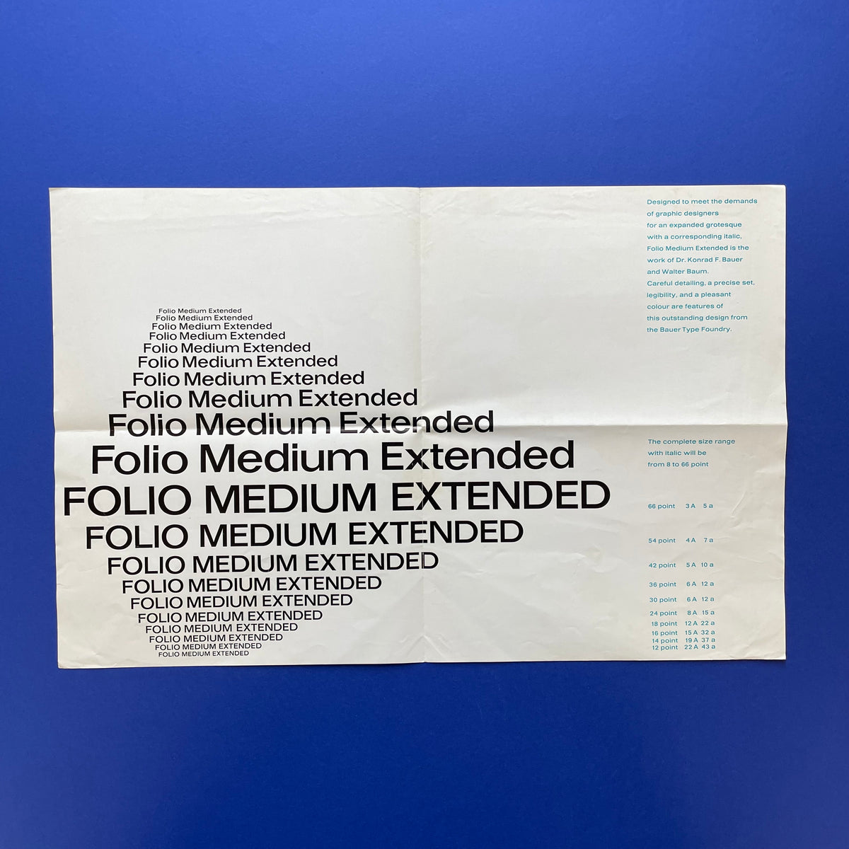 Folio Medium Extended, Bauer Type Foundry [Specimen Sheet] – The Print ...
