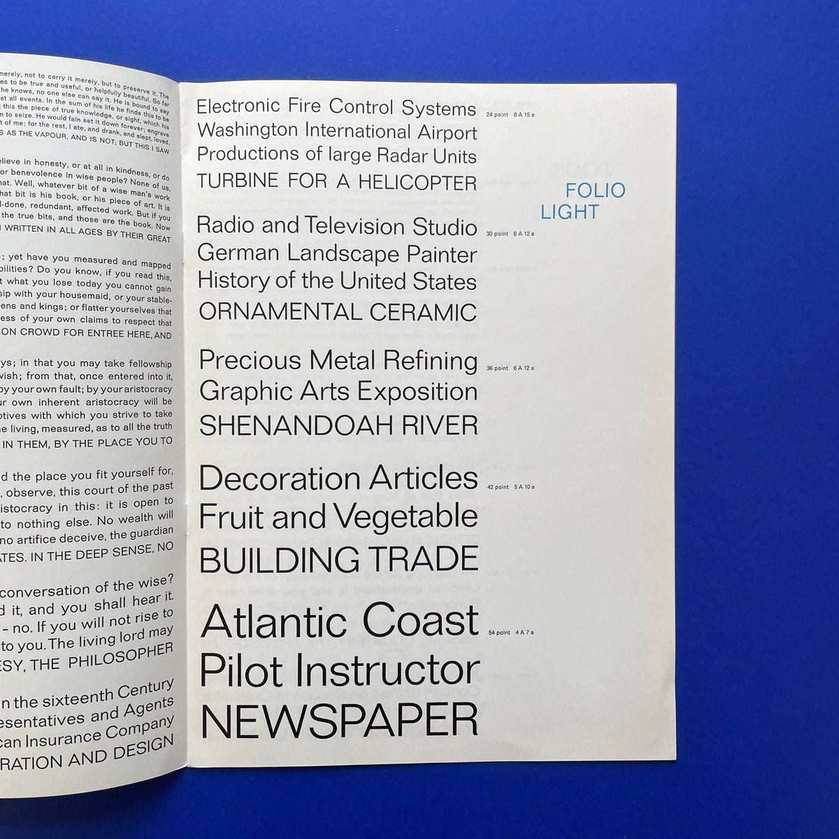 Folio Light / Light Italic / Medium, Bauer Type Foundry [Specimen Book ...