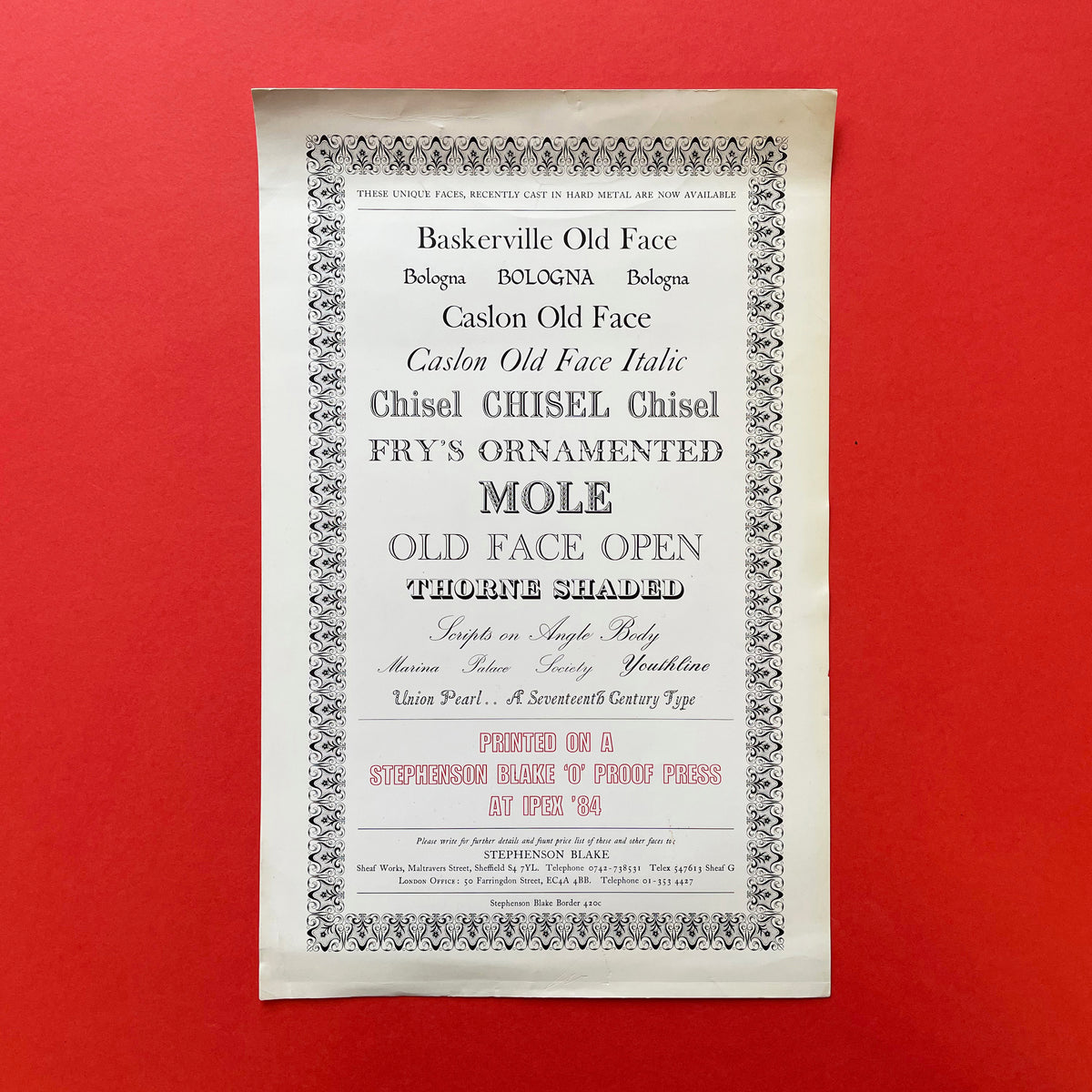 IPEX ’84, Stephenson, Blake & Co [Specimen Sheet] – The Print Arkive