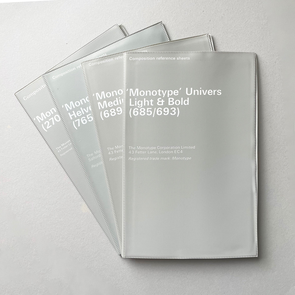 Composition Reference Sheets - 'Monotype' Helvetica, Univers, Bembo ...