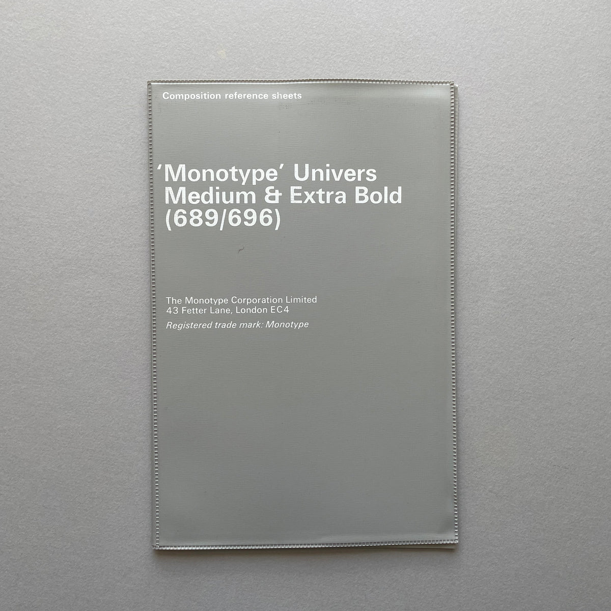 Composition Reference Sheets - 'Monotype' Helvetica, Univers, Bembo ...