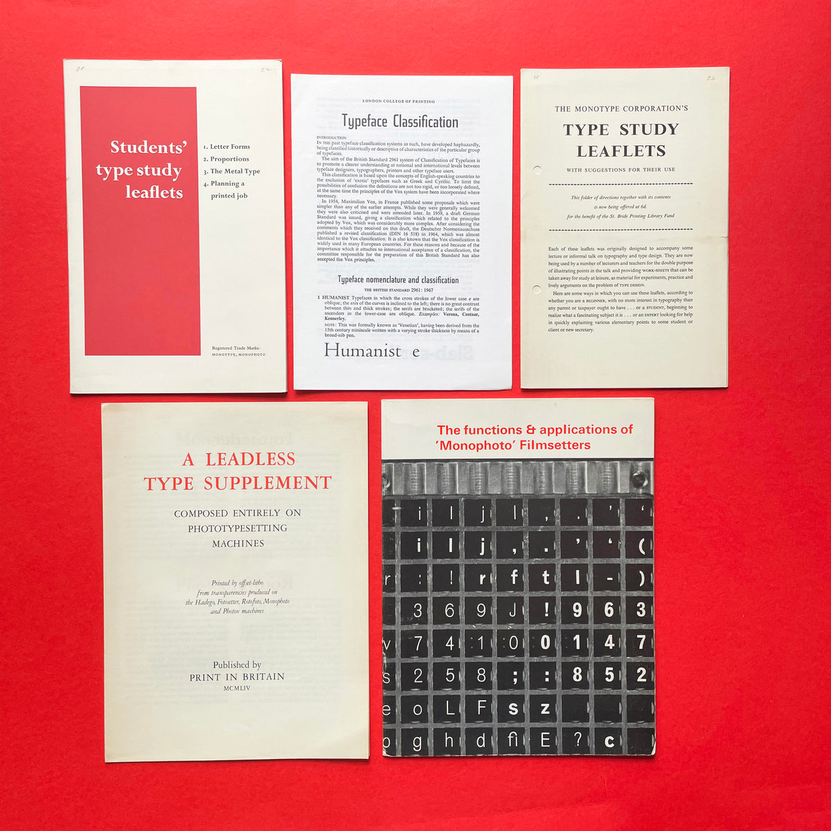 London College of Printing, Monotype & Linotype technical, specimen an ...