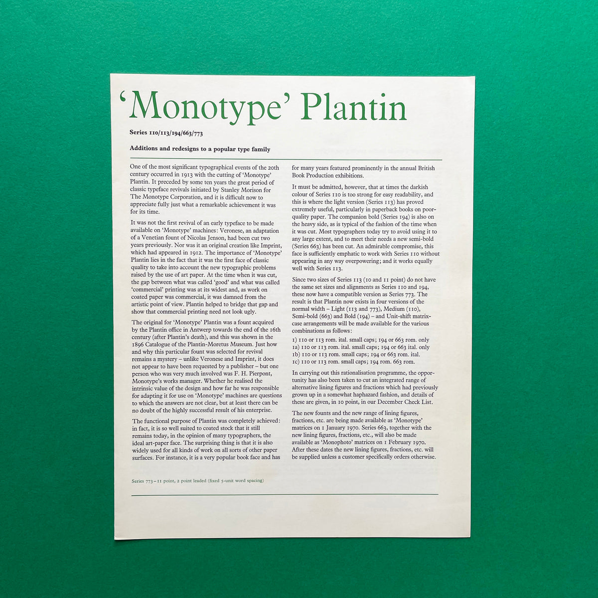 ‘Monotype’ type specimens [x6 sheets] – The Print Arkive