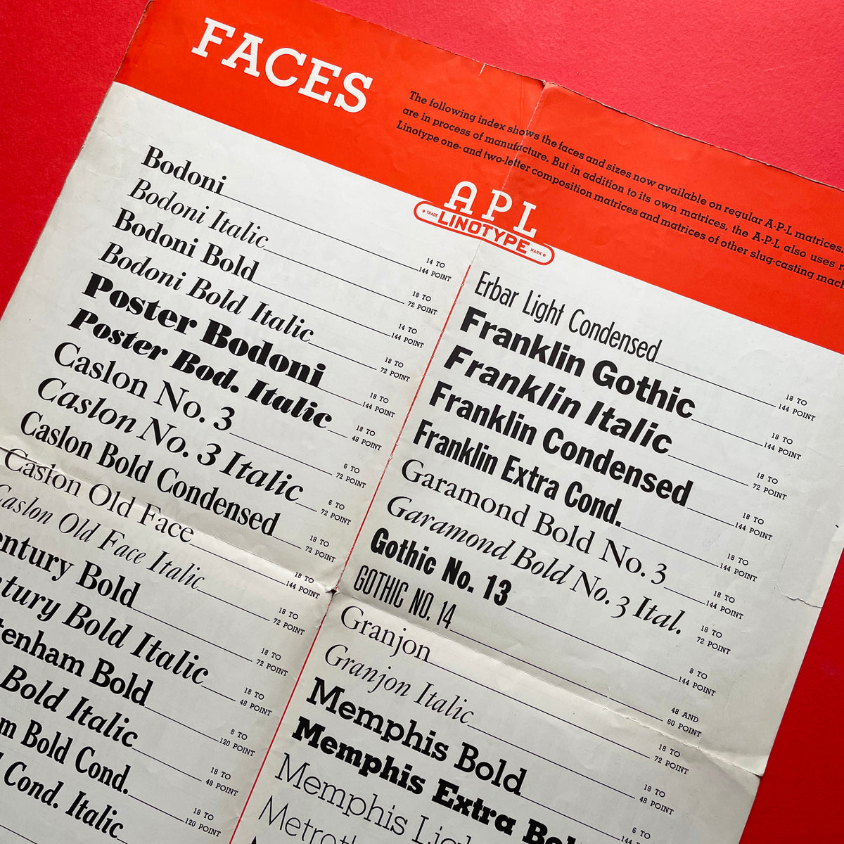 APL Linotype - Sets You Free… [Specimen Broadsheet] – The Print Arkive