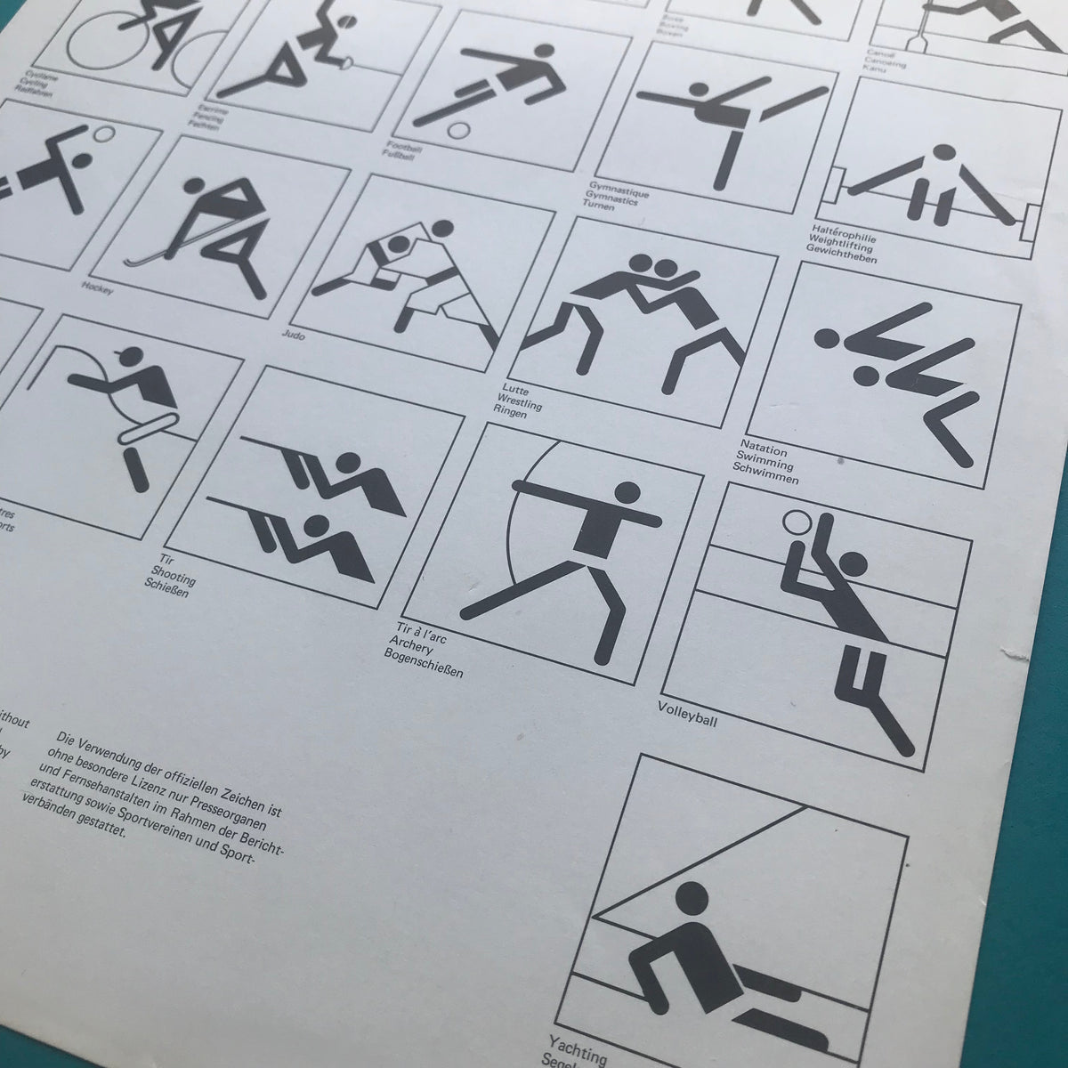 Official Symbols of the 21 disciplines at the Olympic Games Munich 197 ...