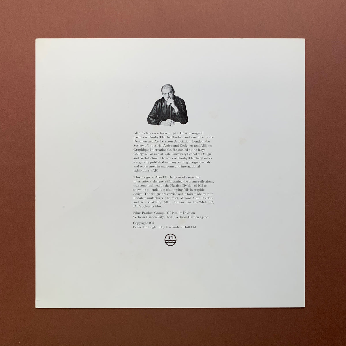 ICI Reflections - Alan Fletcher (Crosby/Fletcher/Forbes) – The Print Arkive